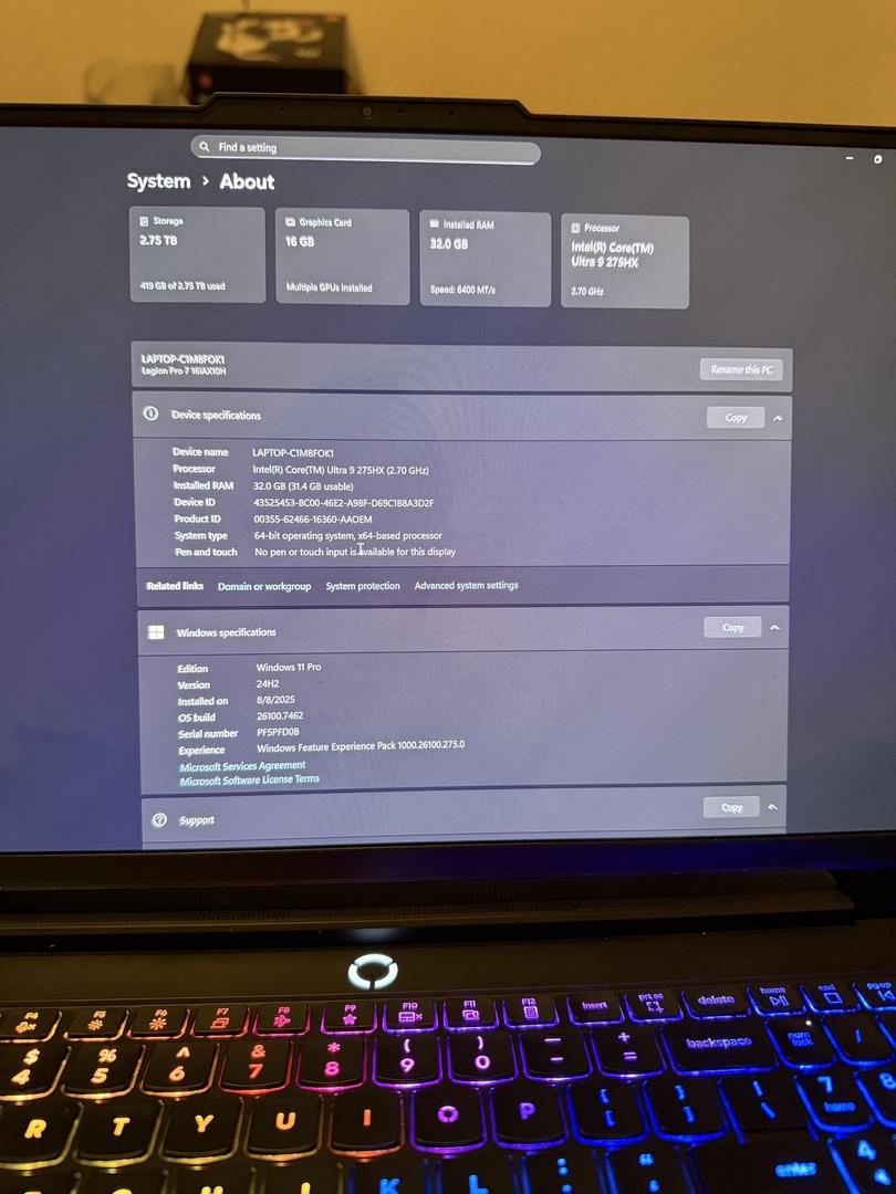 Lenovo Legion Pro 7i 16" - I9, Gray, 1TB, 32GB - LAAK32853 - Swappa