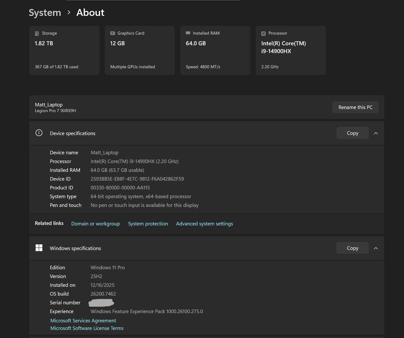 Lenovo Legion Pro 7i 16" - I9, Gray, 1TB, 32GB - LAAN06623 - Swappa