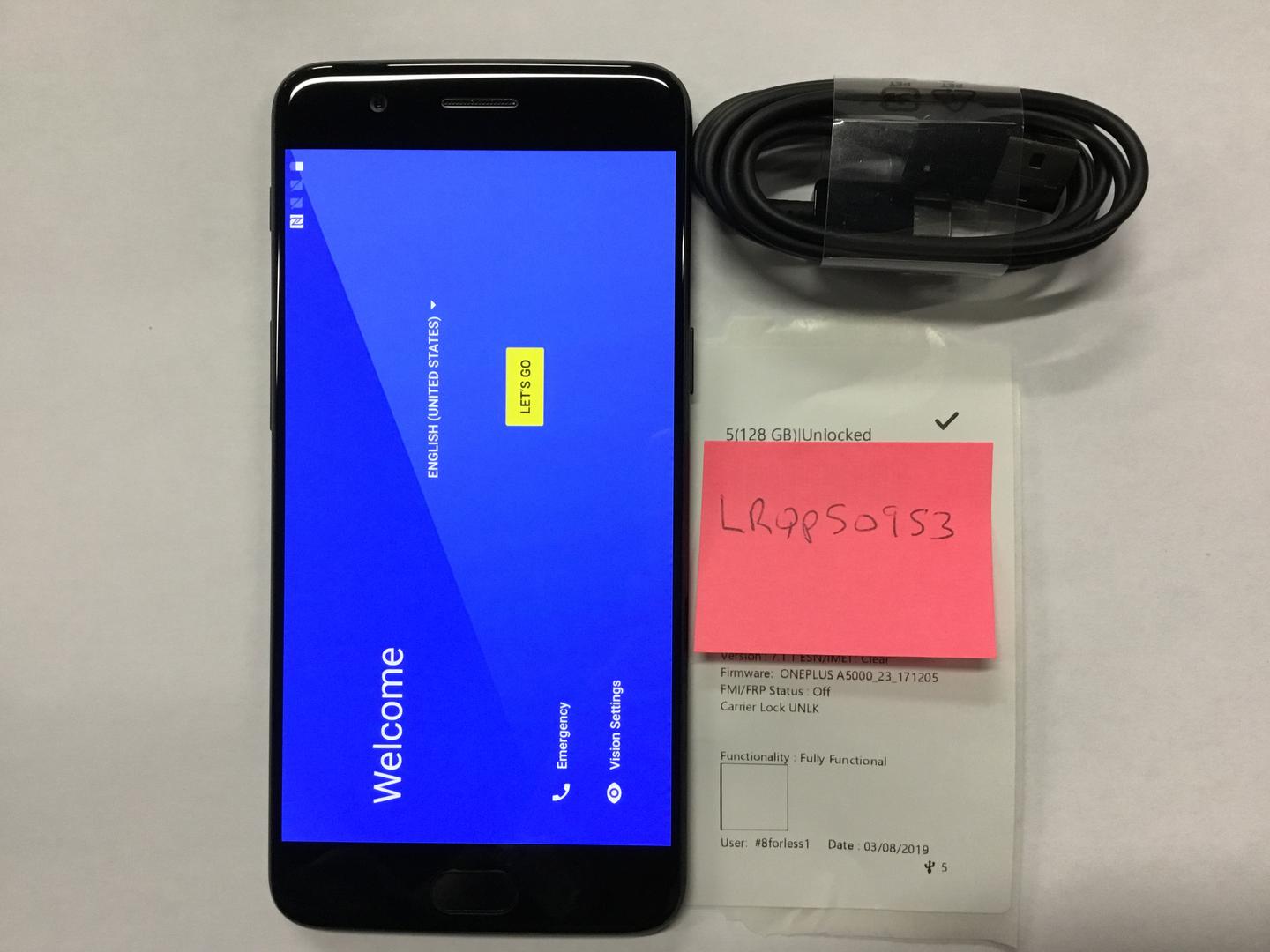 OnePlus 5 - Unlocked, Black, 128GB, 8GB, A5000 - LRQP50953 - Swappa