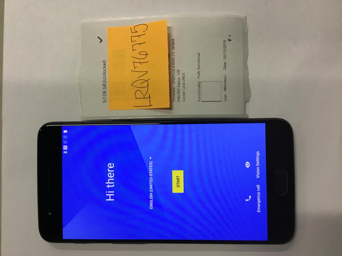 OnePlus 5 - Unlocked, Black, 128GB, 8GB, A5000 - LRQV76775 - Swappa