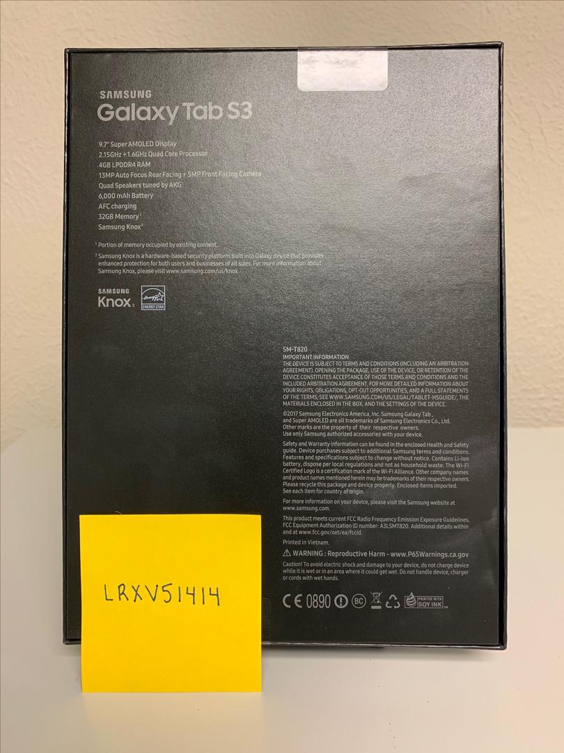 Samsung Galaxy Tab S3 - Wi-Fi, Black, 32GB, 4GB, SM-T820, 9.7 ...