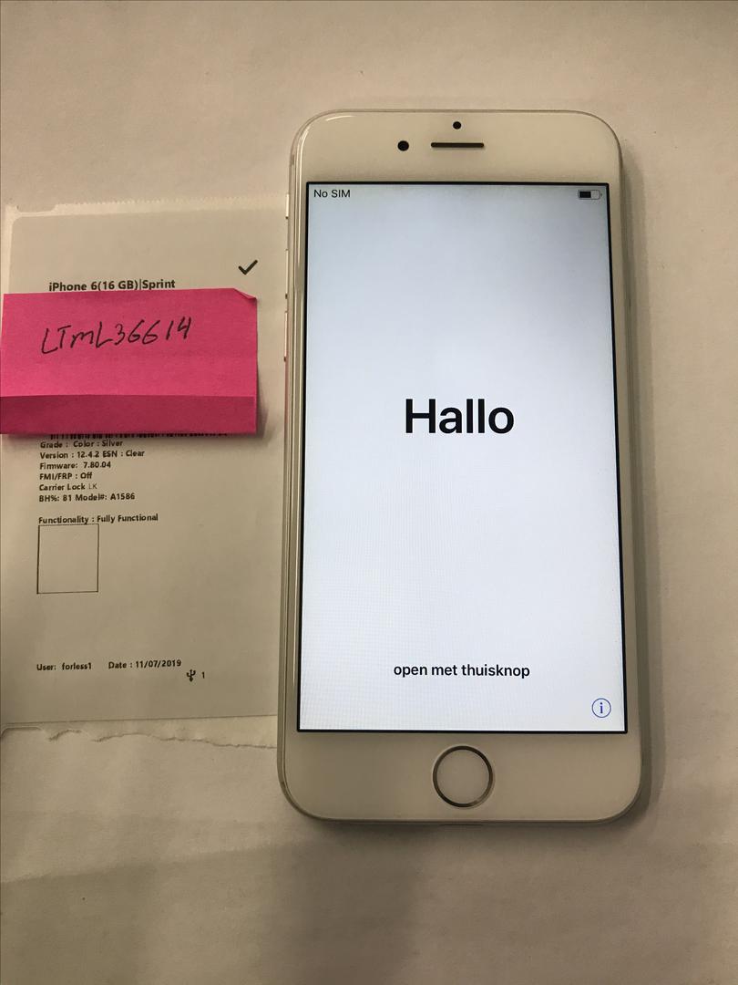 Apple iPhone 6 - Sprint, Silver, 16GB, A1586 - LTML36614 - Swappa