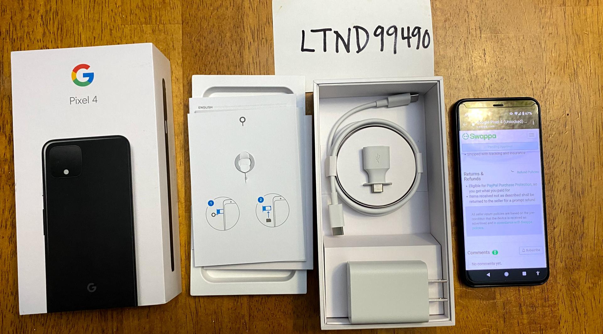 Google Pixel 4 - Unlocked, Black, 64GB, 6GB, G020I, Google Edition - LTND99490 - Swappa