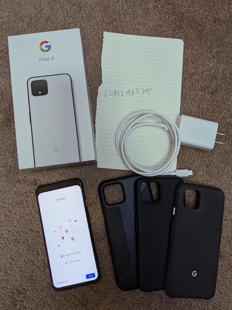 Google Pixel 4 - Unlocked, White, 64GB, 6GB, G020I, Google Edition ...