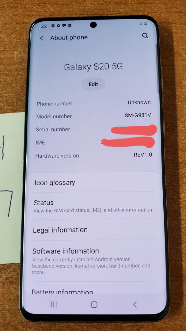 Samsung Galaxy S20 5G - Verizon, Gray, 128GB, 8GB, SM-G981V UW ...