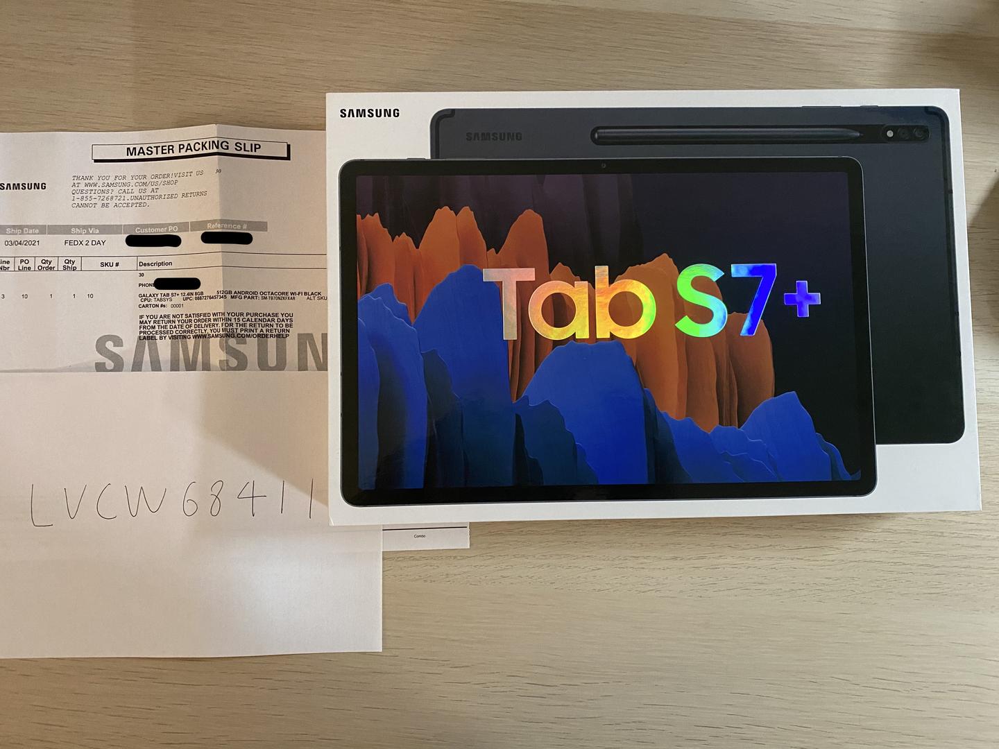 Samsung Galaxy Tab S7 Plus - Wi-Fi, Mystic Black, 512GB, 8GB, SM-T970, Wi-Fi - LVCW68411 - Swappa