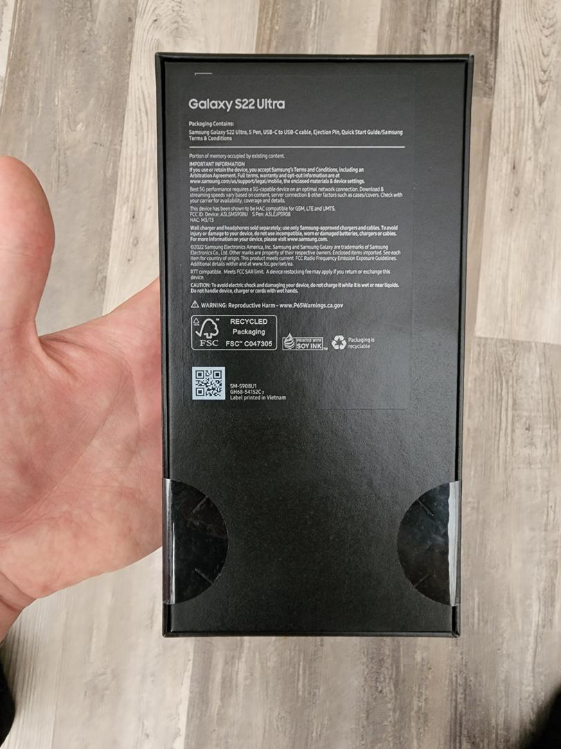 Samsung Galaxy S22 Ultra - Unlocked, Graphite, 256GB, 12GB, SM-S908U1 ...