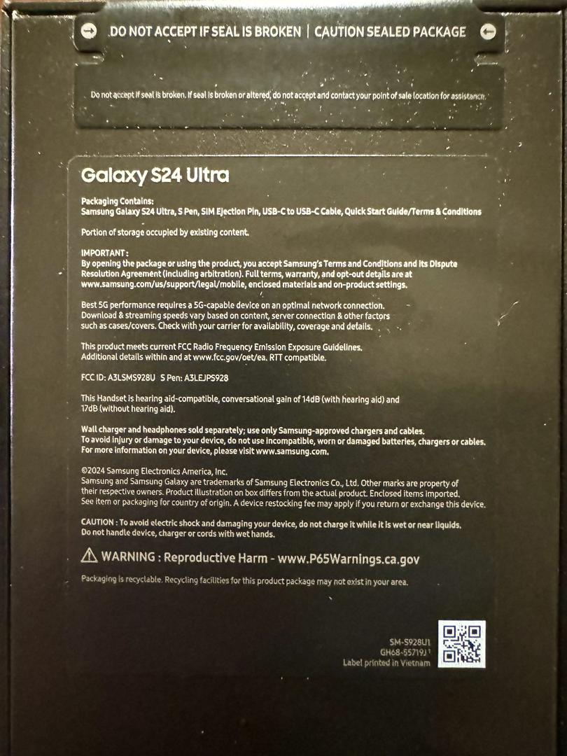 Samsung Galaxy S24 Ultra - Unlocked, Blue, 256GB, 12GB, SM-S928U1 ...