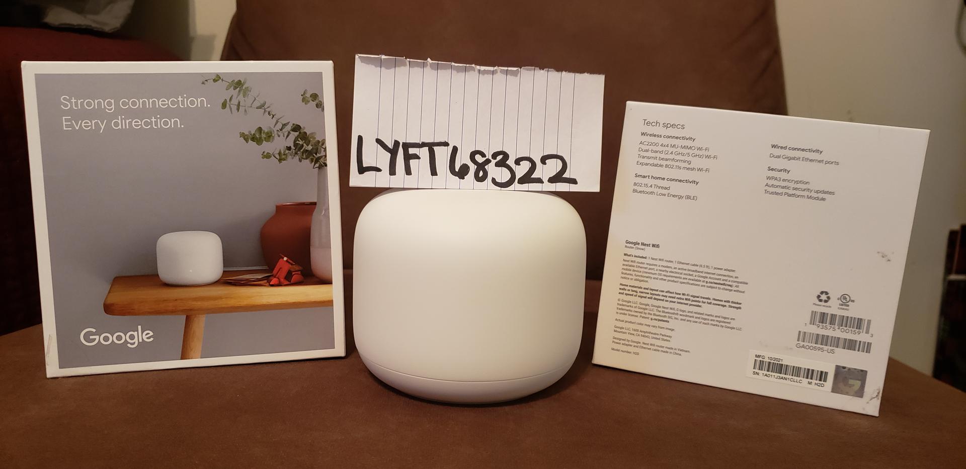 Google Nest WiFi Mesh Router - Snow, Single - LYFT68322 - Swappa