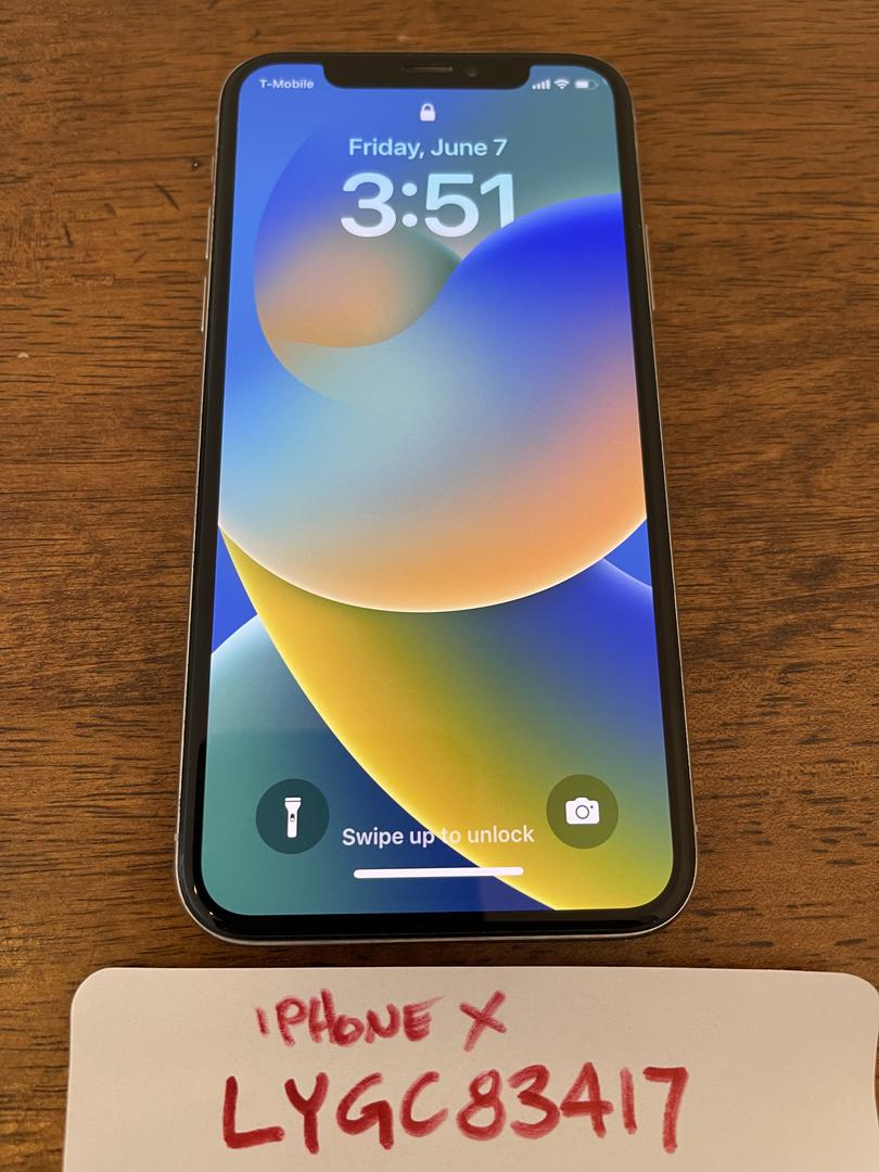 Apple iPhone X - T-Mobile, Silver, 64GB, A1865 - LYGC83417 - Swappa