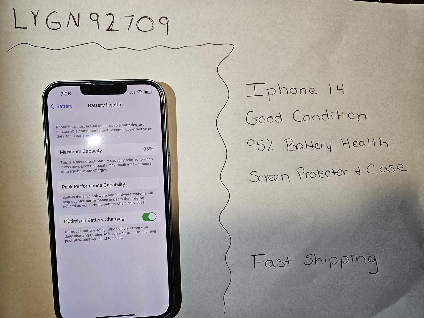 Apple iPhone 14 - Verizon, Blue, 128GB, A2649 - LYGN92709 - Swappa