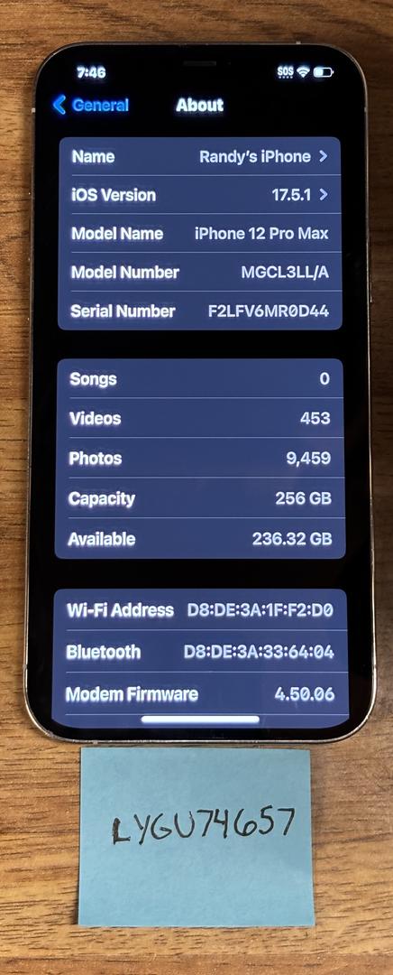 Apple iPhone 12 Pro Max - Unlocked, Silver, 256GB, A2342 - LYGU74657 ...