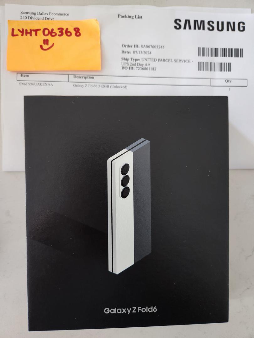 Samsung Galaxy Z Fold6 - Unlocked, Black, 512GB, 12GB, SM-F956U1 ...