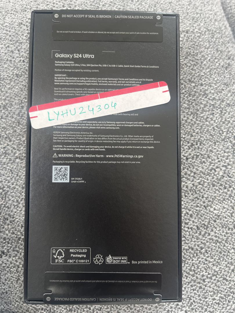 Samsung Galaxy S24 Ultra - Unlocked, Black, 512GB, 12GB, SM-S928U1 ...