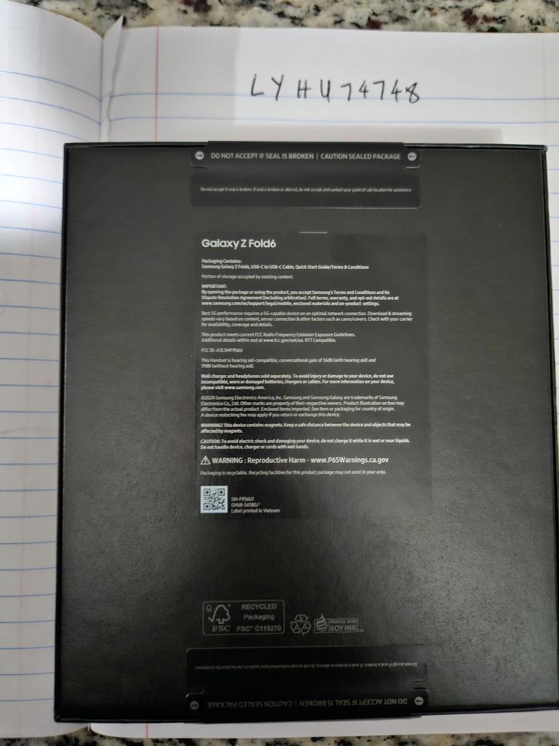 Samsung Galaxy Z Fold6 - Unlocked, Black, 512GB, 12GB, SM-F956U1 ...