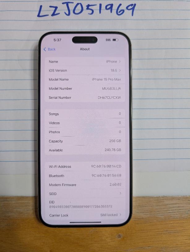 Apple iPhone 15 Pro Max - Verizon, Natural, 256GB, A2849 - LZJO51969 ...